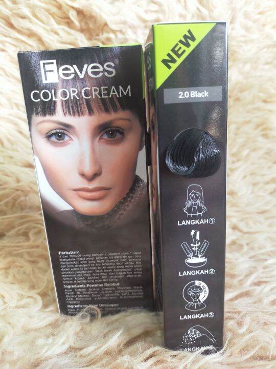 FEVES COLOR CREAM 2.0 BLACK HITAM CAT PEWARNA SEMIR RAMBUT | Lazada ...