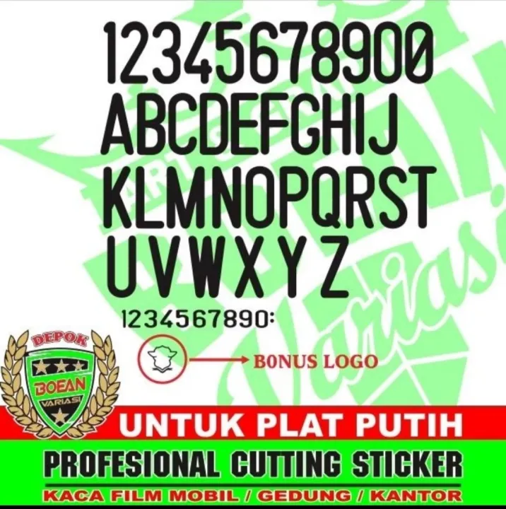 Cutting sticker huruf dan angka plat motor putih tulisan hitam | Lazada ...