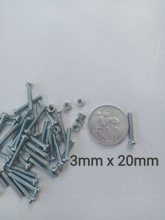 baut 3mm x 20 mm paket isi 10 pasang | Lazada Indonesia