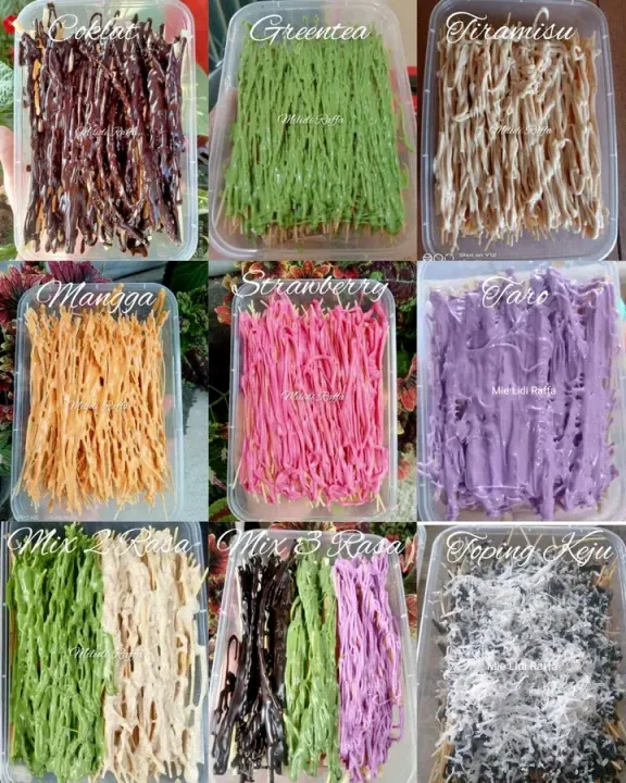 mie lidi manis parian rasa coklat, stroberi taro milk susu. ukuran 650 ...