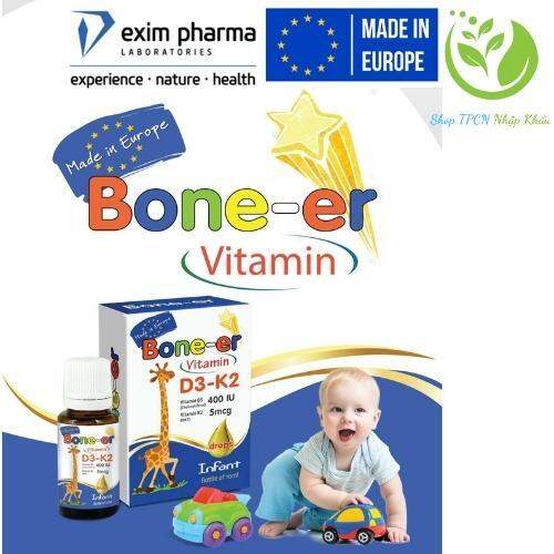 Vitamin D3 K2 nhập khẩu BONE-ER VITAMIN D3 + K2 từ Exim Pharma (Made in ...