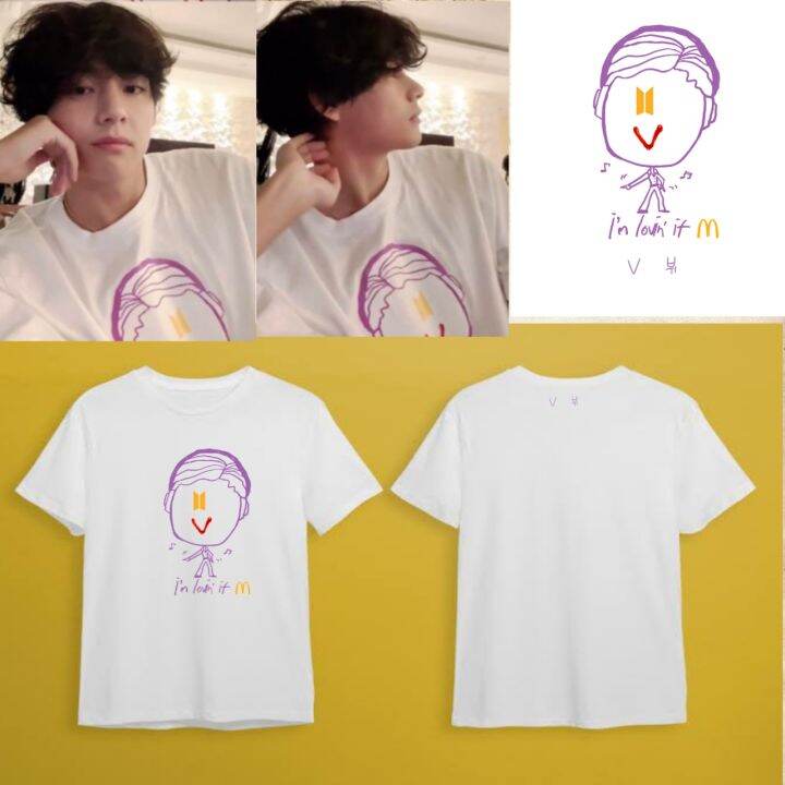 kaos baju bts kpop kim taehyung V t shirt McDonald saucy | Lazada Indonesia