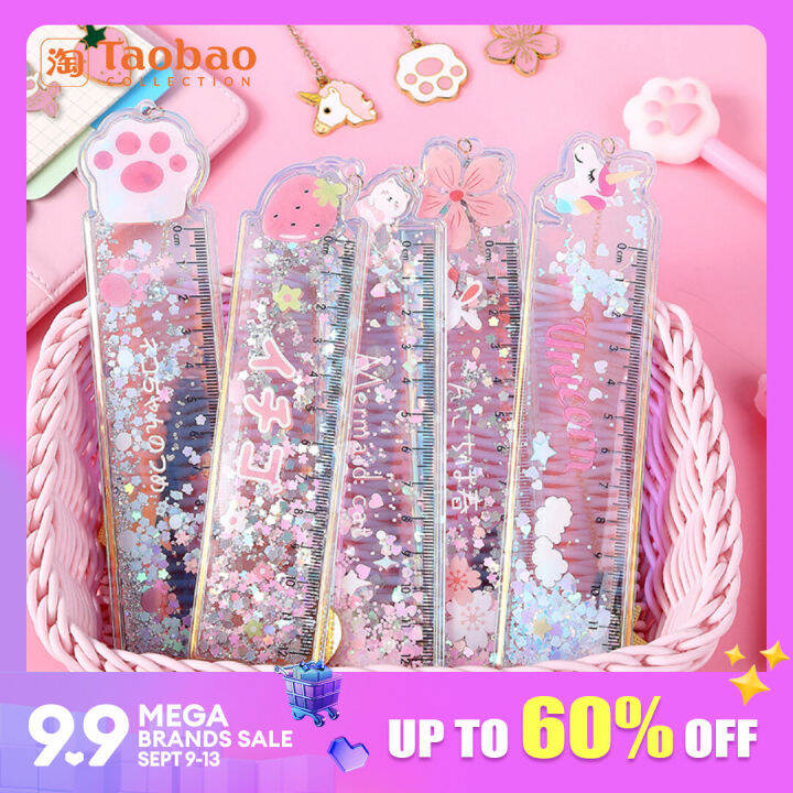 Creative Cartoon Oil Quicksand Ruler Cute Drawing Ruler Student ...