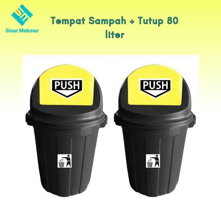 Kimplast - Tempat Sampah Plastik 80 liter / Tempat Sampah Bulat + Tutup ...