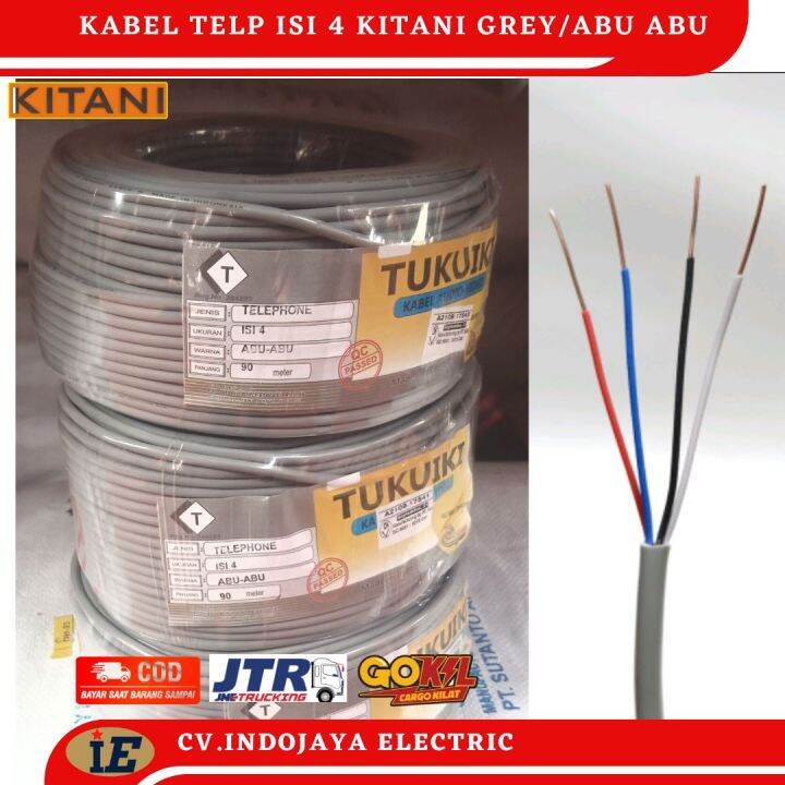 Kabel Telp Isi 4 Kitani Grey Abu Abu Panjang kabel 90 Meter Kabel ...