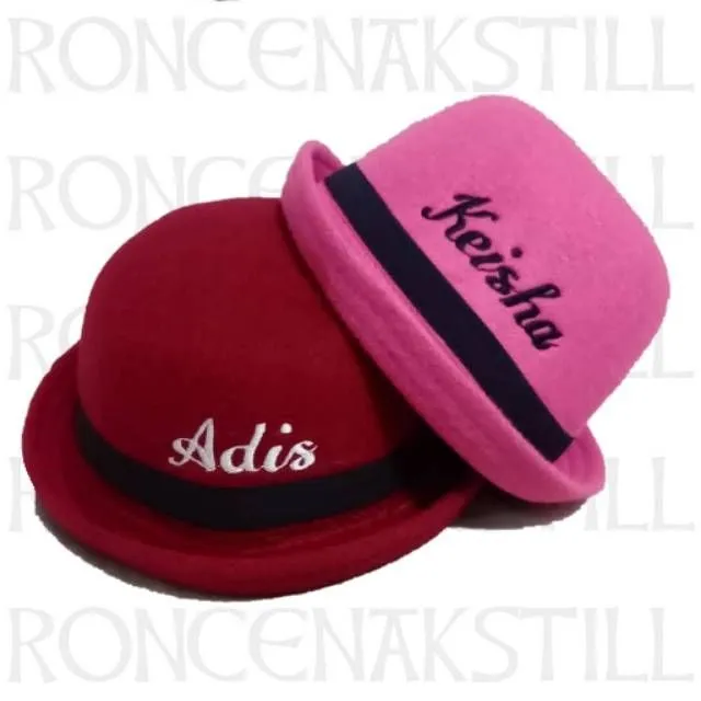 Topi Caplin / Bowler Hat Free Bordir Custom Nama/Request Nama | Lazada ...