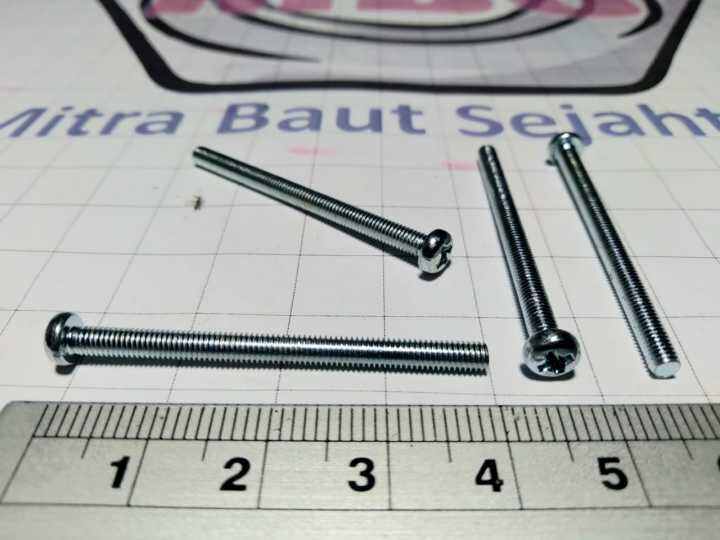 10 Pcs Baut jp M3 x 40 Galvanis / Sekrup / Skrup jp m3 x 40 Panjang 4 cm kunci obeng plus ...