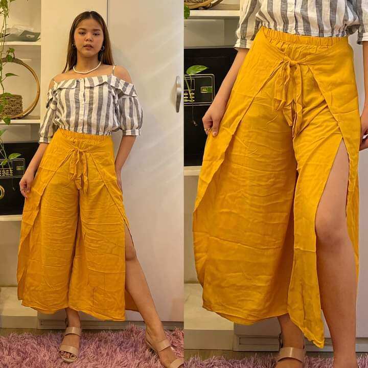 CHALLIS BOHO SQUAREPANTS OVERLAP WITH SLIT FIT UP TO XL | Lazada PH