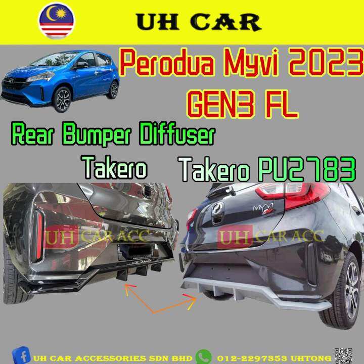 (TAKERO PU2783) Perodua Myvi GEN3 FL 2023 Takero Rear Bumper Diffuser ...