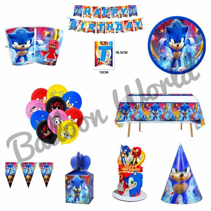 Super Sonic Theme Party Plates Cups Latex Balloons Birthday Decoration ...