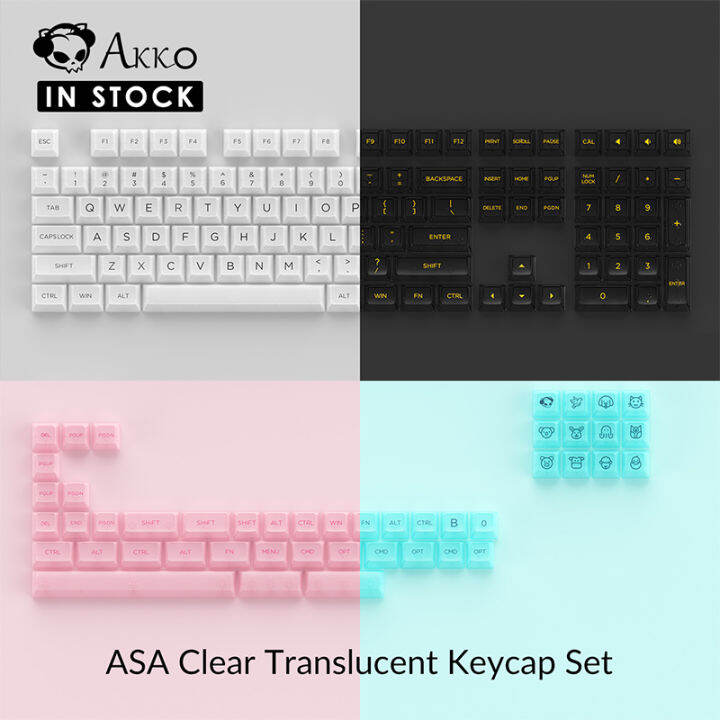 Akko Clear Transparent Backlit Keycap ASA Height 155 Key Large Full Set ...