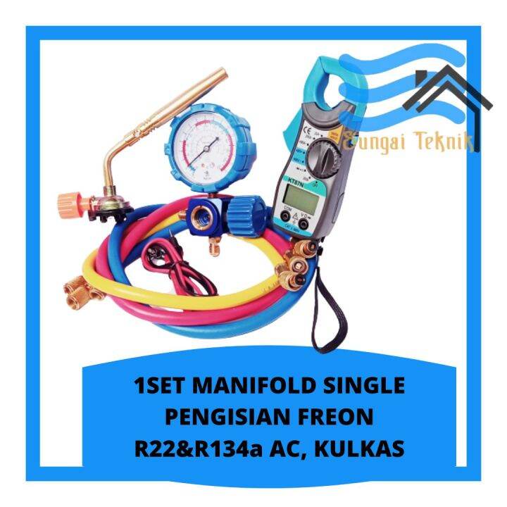 1SET MANIFOLD SINGLE PENGISIAN FREON R22 & R134a AC, KULKAS | Lazada ...