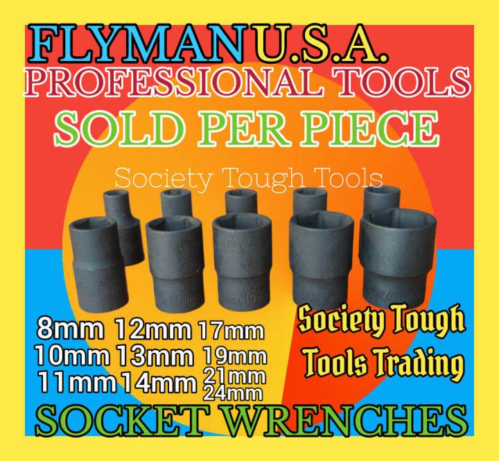 1/2 DRIVE SOCKETS IN DIFFERENT 1/2 SIZES FLYMAN U.S.A 8MM UP TO 24MM ...