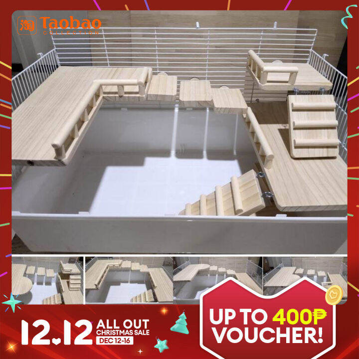 Hamster 60 × 35 Basic Cage Solid Wood Platform Springboard Ladder DIY ...