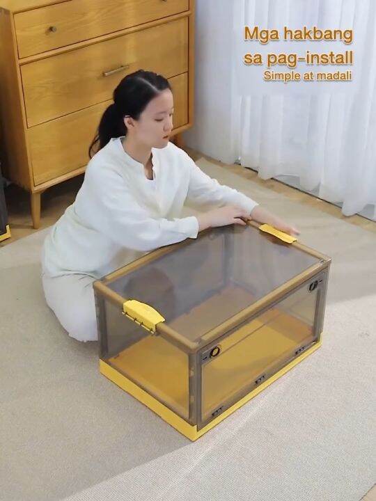 Three door design Storage Box with pulleys organizer Folding Container ...