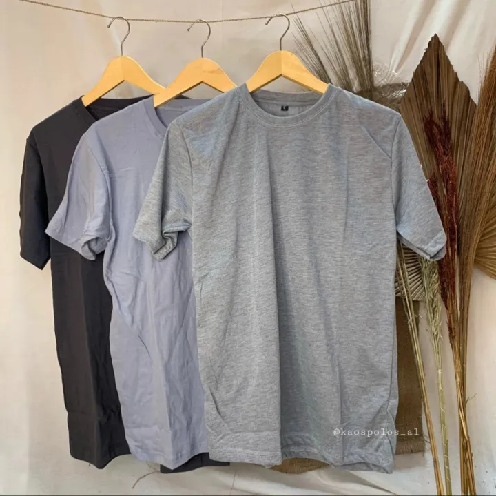 kaos polos abu muda,abu tua dan abu Misty bahan combat 30s pria dan ...