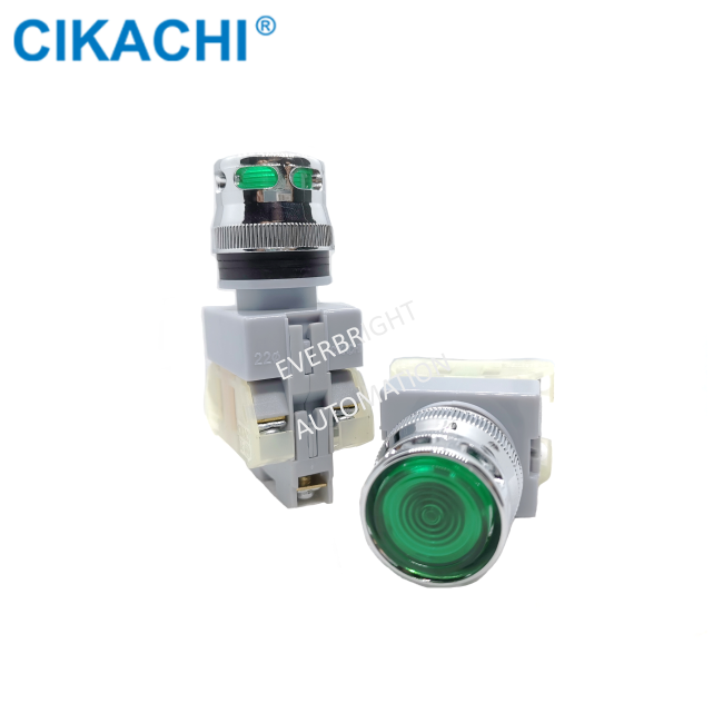Cikachi (CKC) 22mm 24V NFPB-22 NFPB Illuminated Flat Head Momentary Non-Latching Self-Reset Push ...
