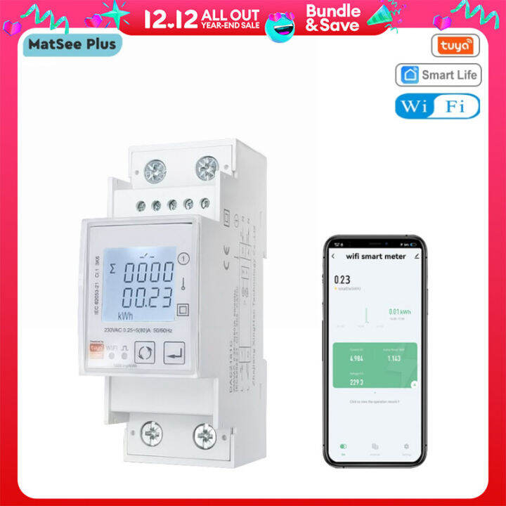 Tuya WiFi Bidirectional Energy Meter Single Phase 80A kWh Power Monitor ...
