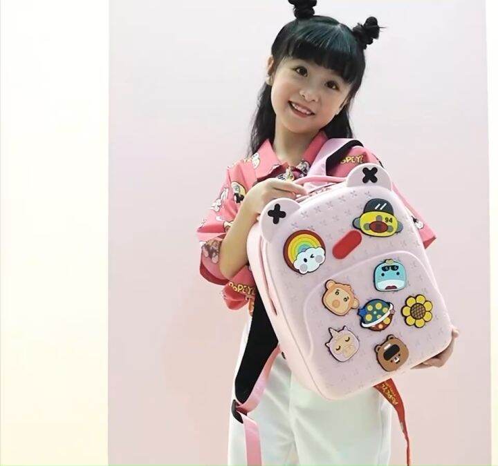 Children's Backpack Cute DIY Pattern Trolley Bag Spine Protection and ...