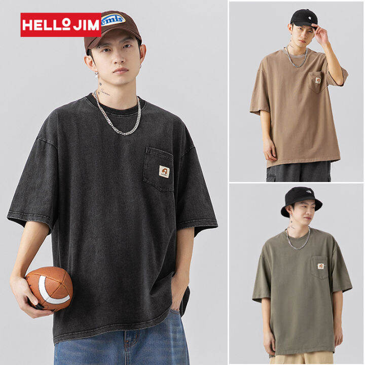 HELLO JIM เสื้อยืดวินเทจสำหรับผู้ชาย2023เสื้อยืดโอเวอร์ไซส์ผู้ชาย100% ...