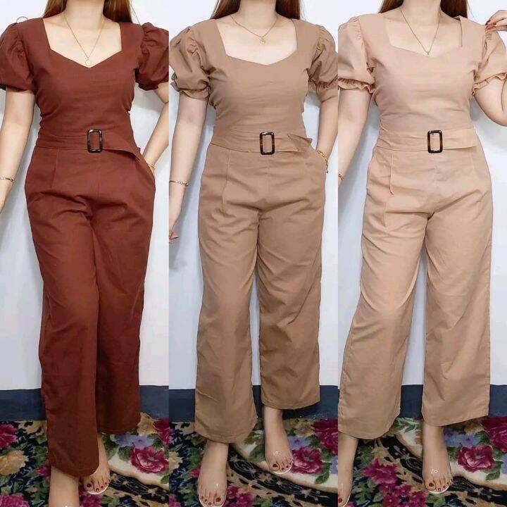Medium-XL Rhianna Linen Coords Puff Sleeve Top & Pants Terno Elegant ...