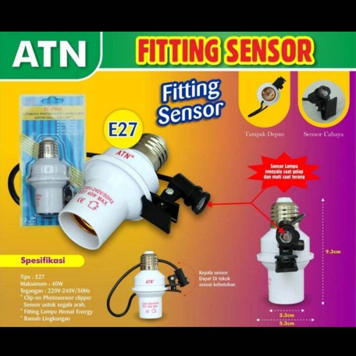 FITTING LAMPU OTOMATIS SENSOR CAHAYA / FITTING SENSOR ATN E27 | Lazada ...