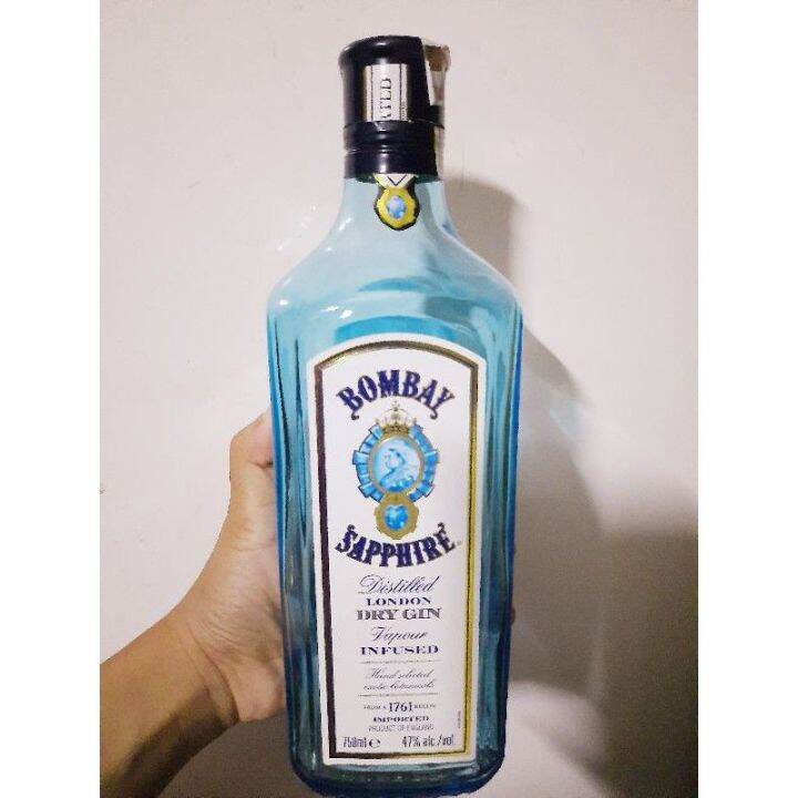 botol bekas miras botol kaca bombay sapphire botol biru unik | Lazada ...