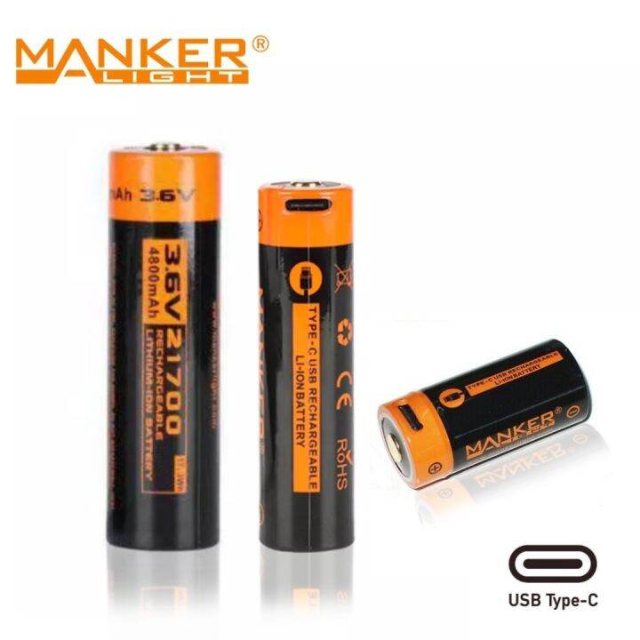 Manker 21700/18650/18350 High Capacity Rechargeable Li-ion Battery 3.7v ...