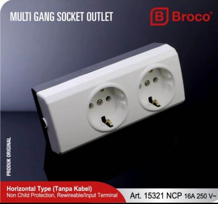 STOP KONTAK 2 LUBANG BROCO / TERMINAL / COLOKAN LISTRIK | Lazada Indonesia