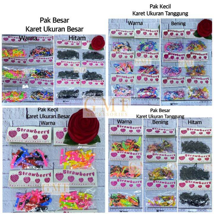 1 Bungkus Kuncit Rambut Jepang Mini Warna Warni Transparan Karet Ikat ...