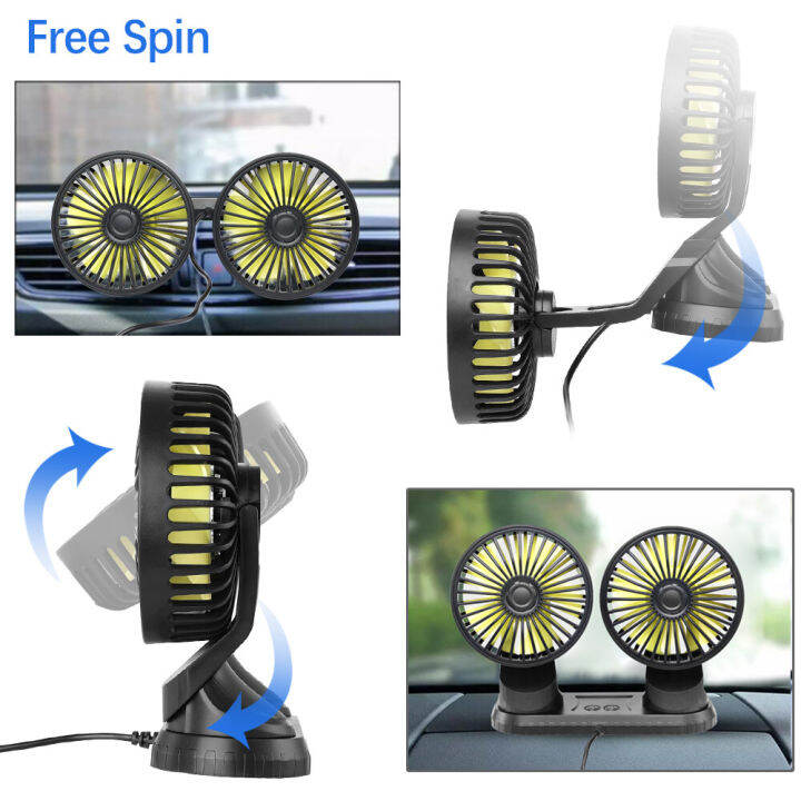 Car Fan 24V/12V Car Cooling Fan Truck Strong Wind Double-head Can ...
