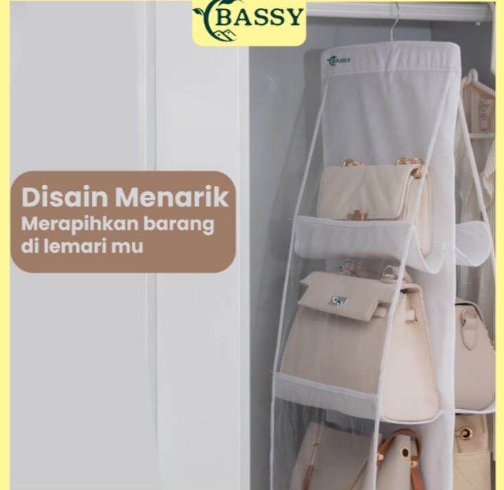 Rak Tas model gantung 6 dan 8 sekat untuk penyimpanan lebih banyak Tas ...