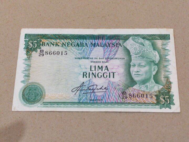 rm5 Aziz taha banknote fourth series 4th Siri 4 Wang kertas duit lama bank negara Malaysia bnm ...