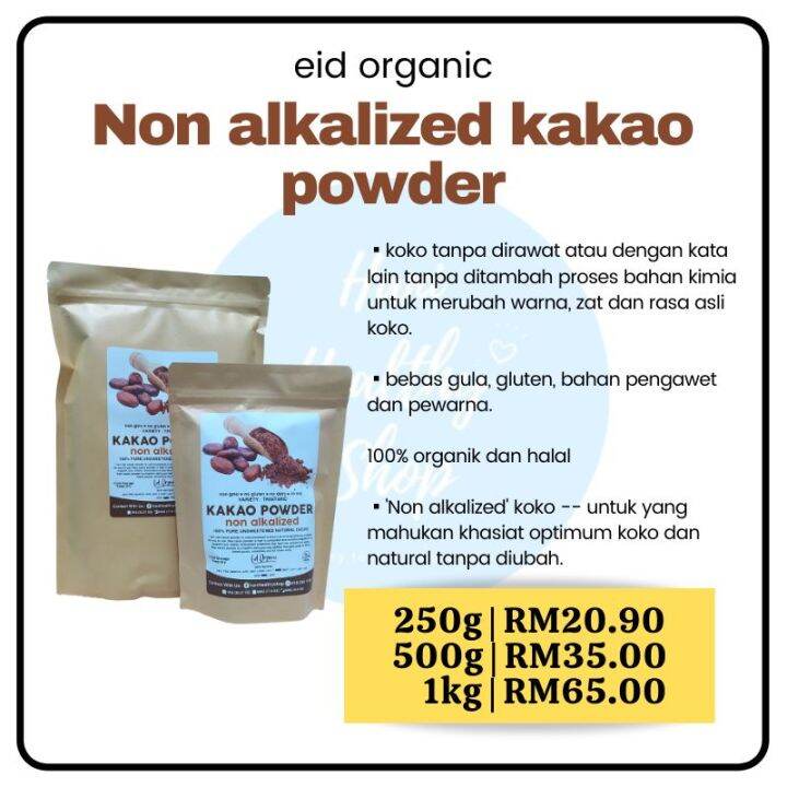 Kakao Powder - Eid Organic Non Alkalized Kakao Powder 500g | Lazada