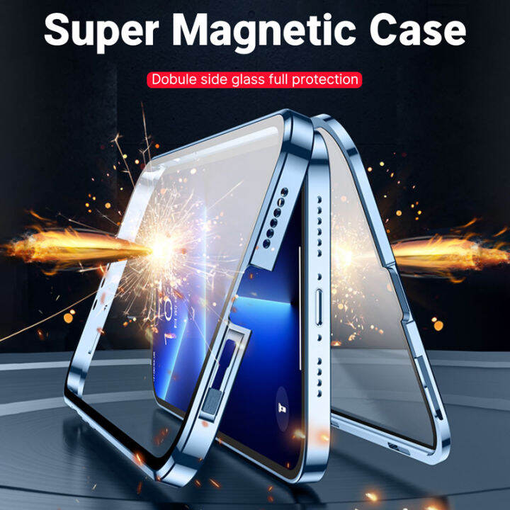 เคสกระจกสองด้านโลหะแม่เหล็กสำหรับ Samsung Galaxy S22เคสแม่เหล็กอัลตร้า