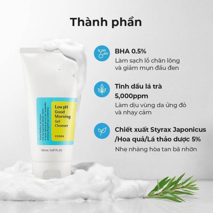 Sữa Rửa Mặt Cosrx Low PH Gel Cleanser Skincare - Srm Corsx Tràm Trà BHA ...