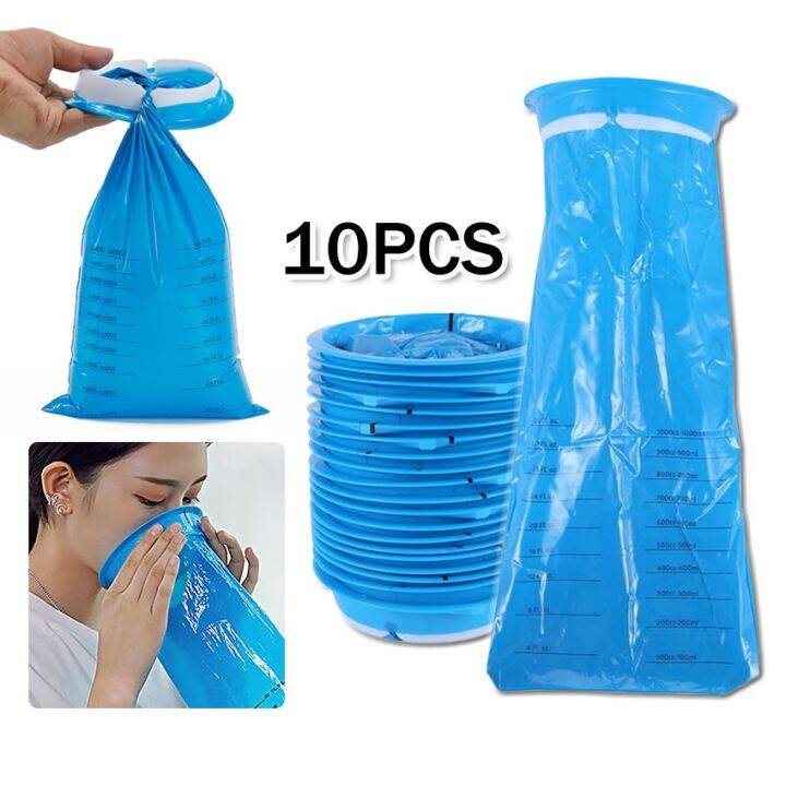 10Pc 1L Disposable Travel Car Airplane Motion Sickness Nausea Vomit ...