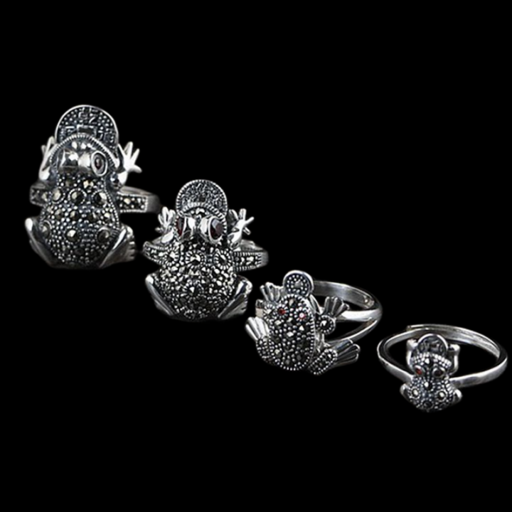 Frog 925 Thai Silver Carved Ring Fortune Toad Men's and Women's Toad ...