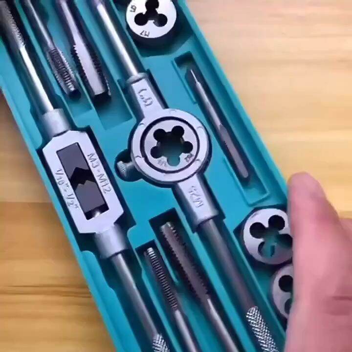 Hand tap / hand tab set 8pcs m3-m12 gagang Alat Die Set Tapping Drat ...