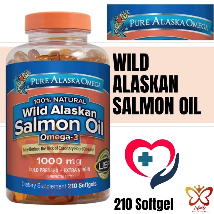 PURE ALASKA OMEGA WILD ALASKAN SALMON OIL 1000MG 210 SOFTGELS 100% ...