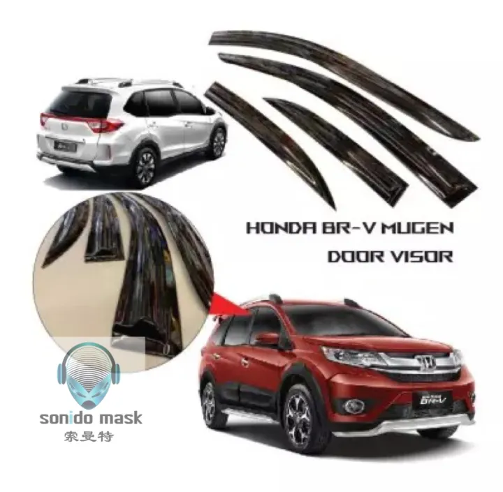 HONDA BRV BR-V MUGEN STYLE Smoke Black Rain Guard Acrylic Door Window ...