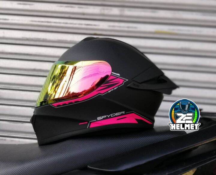 SPYDER SPIKE2 V2 PLAIN MATT BLACK PINK/ FLASH PINK LENS FULL FACE SINGLE VISOR | Lazada PH