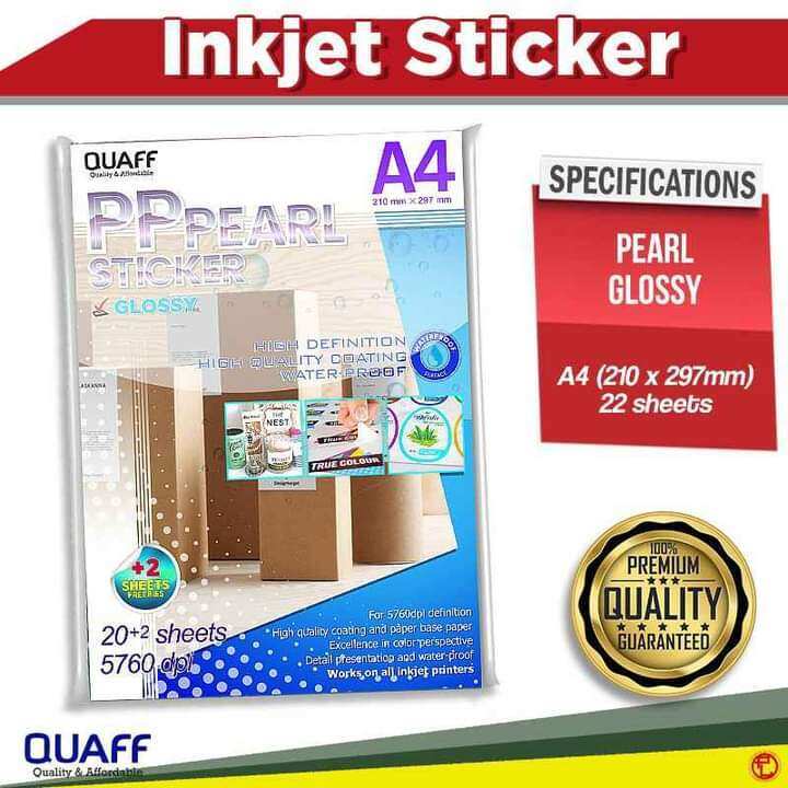 QUAFF PET PRINTABLE LABEL STICKER WATERPROOF 180GSM/A4 SIZE/22 SHEETS ...