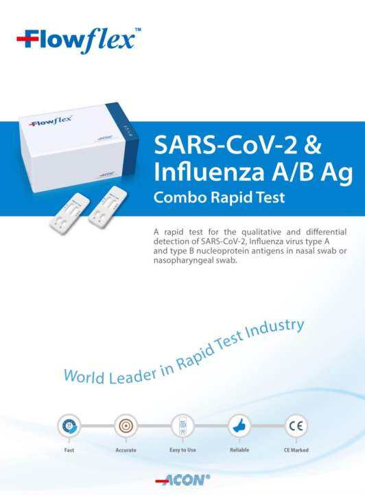 หมดอายุ 15/01/2025 FLOWFLEX SARS-COV-2 &Influenza 3 in 1 ตรวจ Covid-19 ...