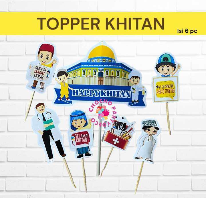 (6pc) Topper khitanan topper kue kertas khitan | Lazada Indonesia