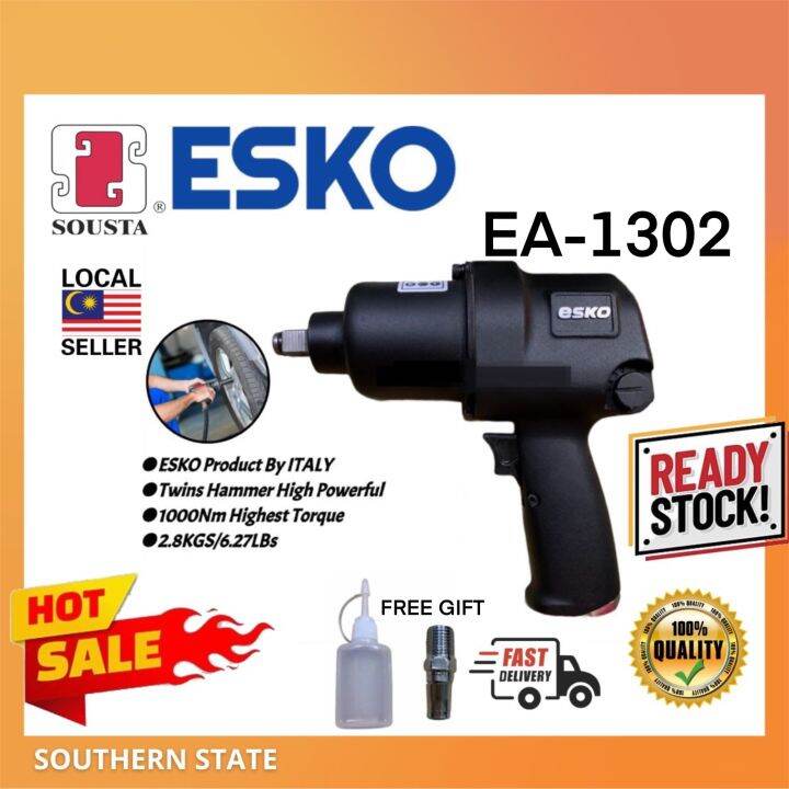 Esko EA-1302 1/2" Drive 1000NM Pneumatic Air Impact Wrench Twin Hammer ...