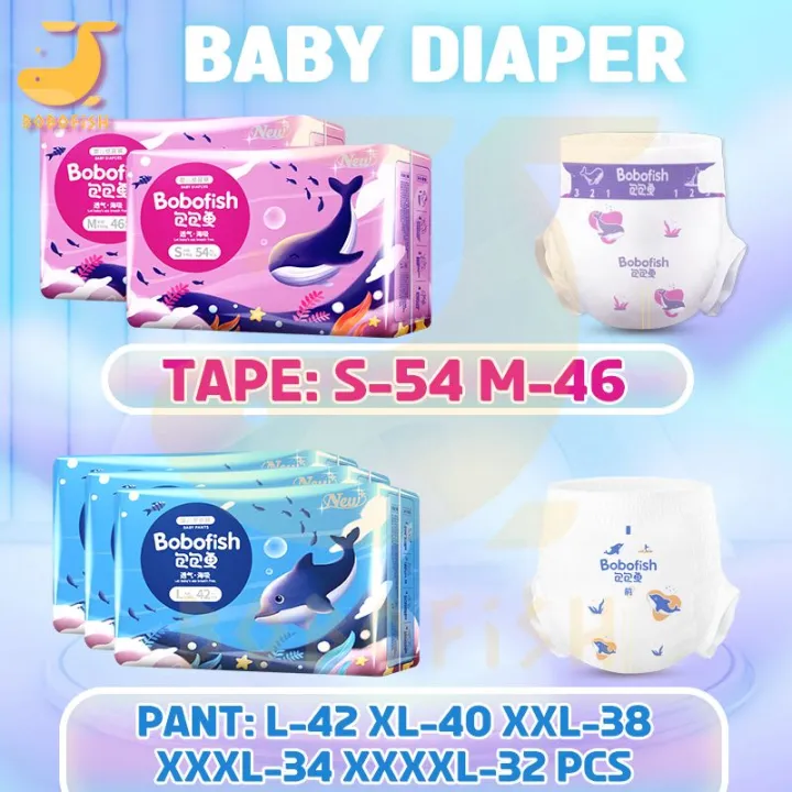 BC Bobofish Baby Diapers Pants Dry Disposable Pull-ups Diapers Unisex Diapers for Baby Large 8 ...