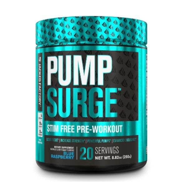 JACKED FACTORY PUMP SURGE STIM FREE PRE-WORKOUT 20 SERVINGS BLUE ...