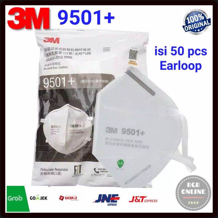 Masker 3M KN95 N95 9501+ Earloop Original 100% Bag 50 Pcs | Lazada ...