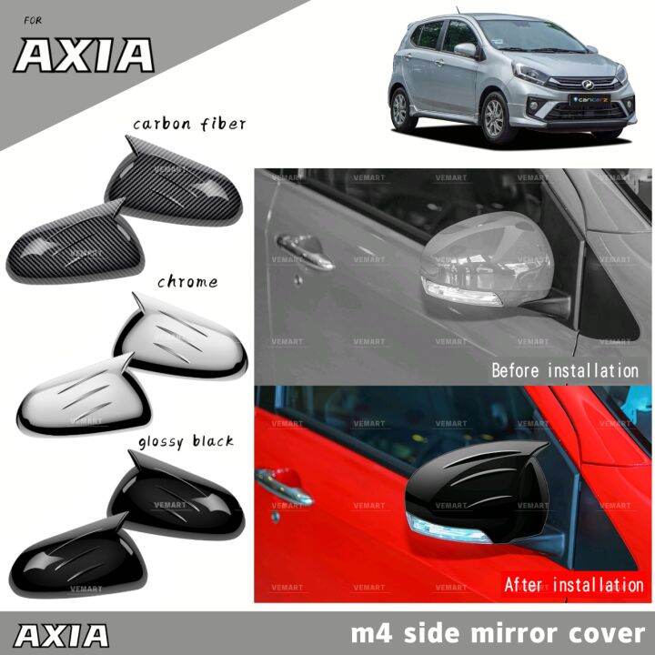 Vemart Perodua axia car side mirror cover sportivo design | Lazada